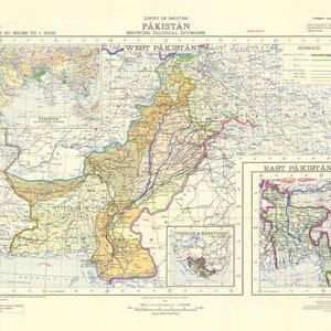 First Map of Pakistan, 1953 - Old Map of Independent West & East ...
