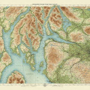 Old OS Map of Glasgow & Clyde by Bartholomew, 1901: Loch Lomond, Firth ...
