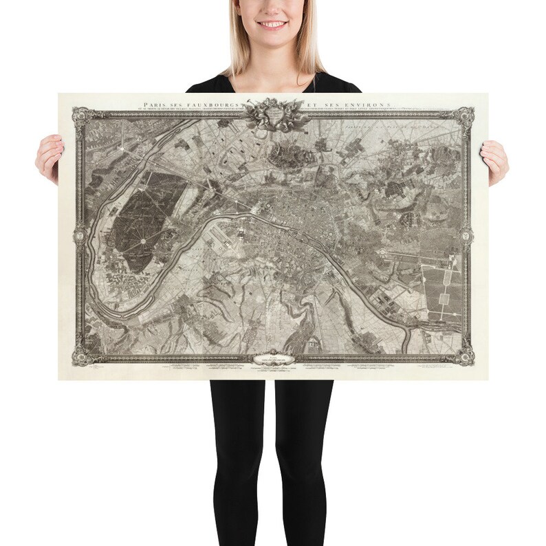 Rare Old Map of Paris, 1795 by Roussel - Louvre, Invalides, Champs ...