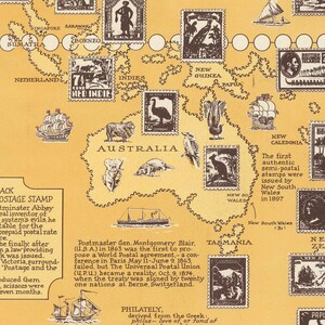 Old Stamp Map of the World, 1947 by E. Chase - Historical Post Office ...