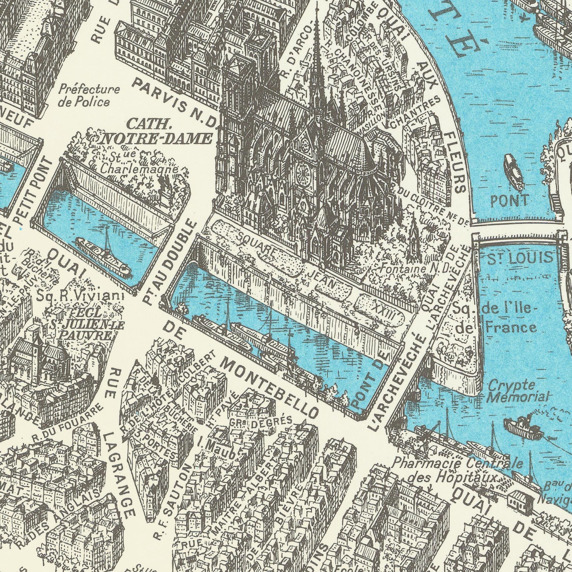 Old Birdseye Map of Paris by Peltier & Chardon, 1974: Eiffel Tower ...