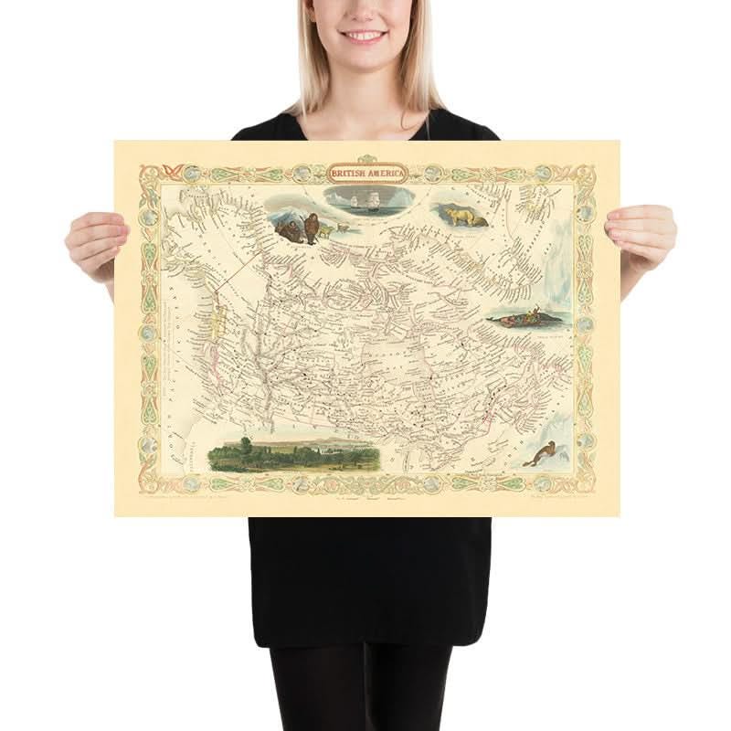 Old Map of British America (canada) by Tallis, 1851: Montreal, Hudson's ...