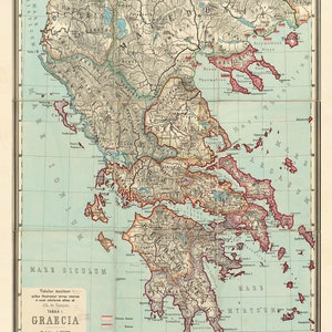 Old Map of Ancient Greece by Van Kampen in 1889 - Athens, Corfu ...