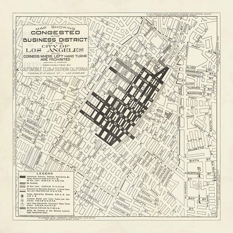 Old Congestion Map of Los Angeles 1920 Rare Traffic Guide - Etsy