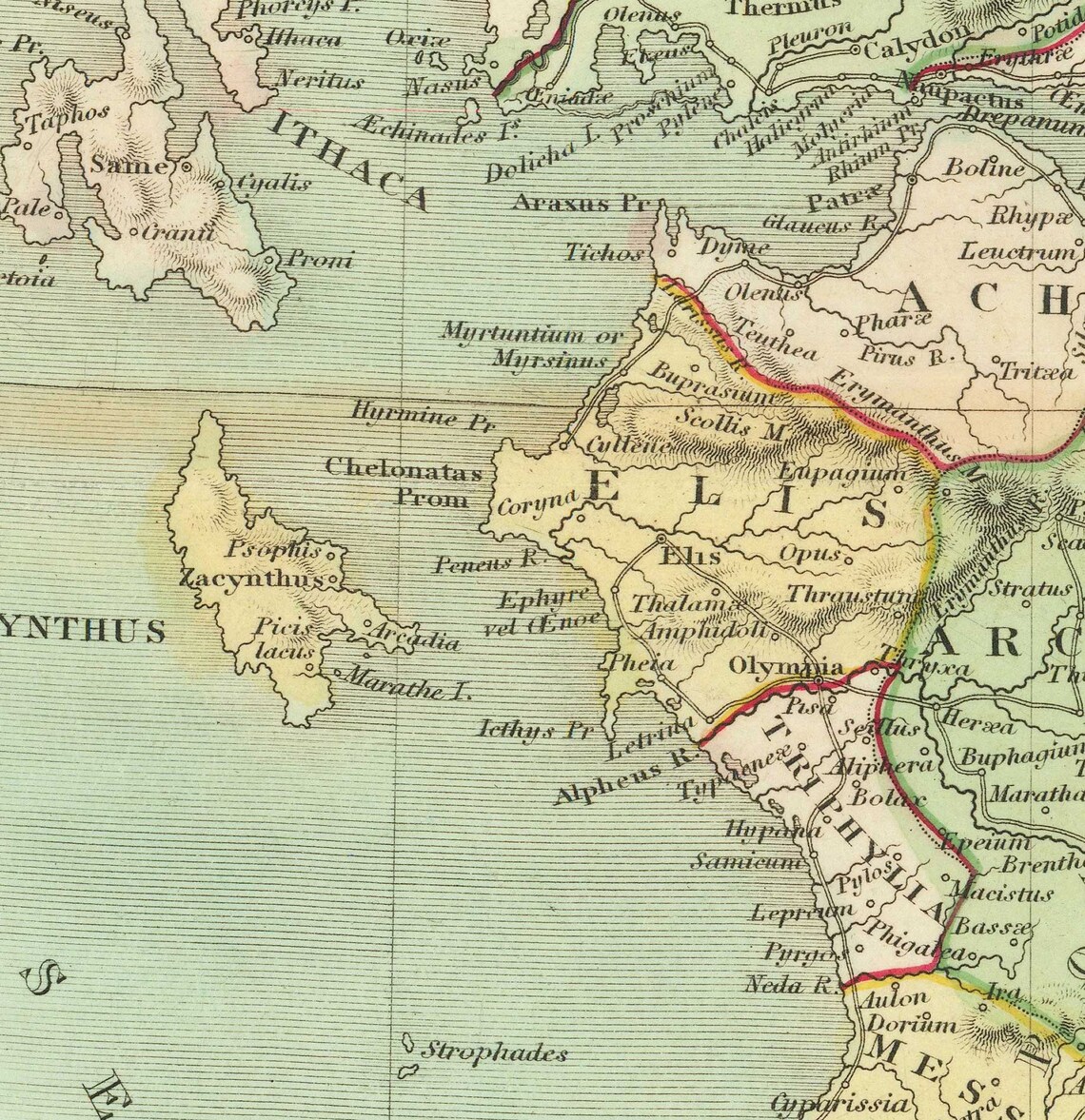 Old Map of Ancient Greece, 1834, Chart by Teesdale - Crete, Macedonia ...