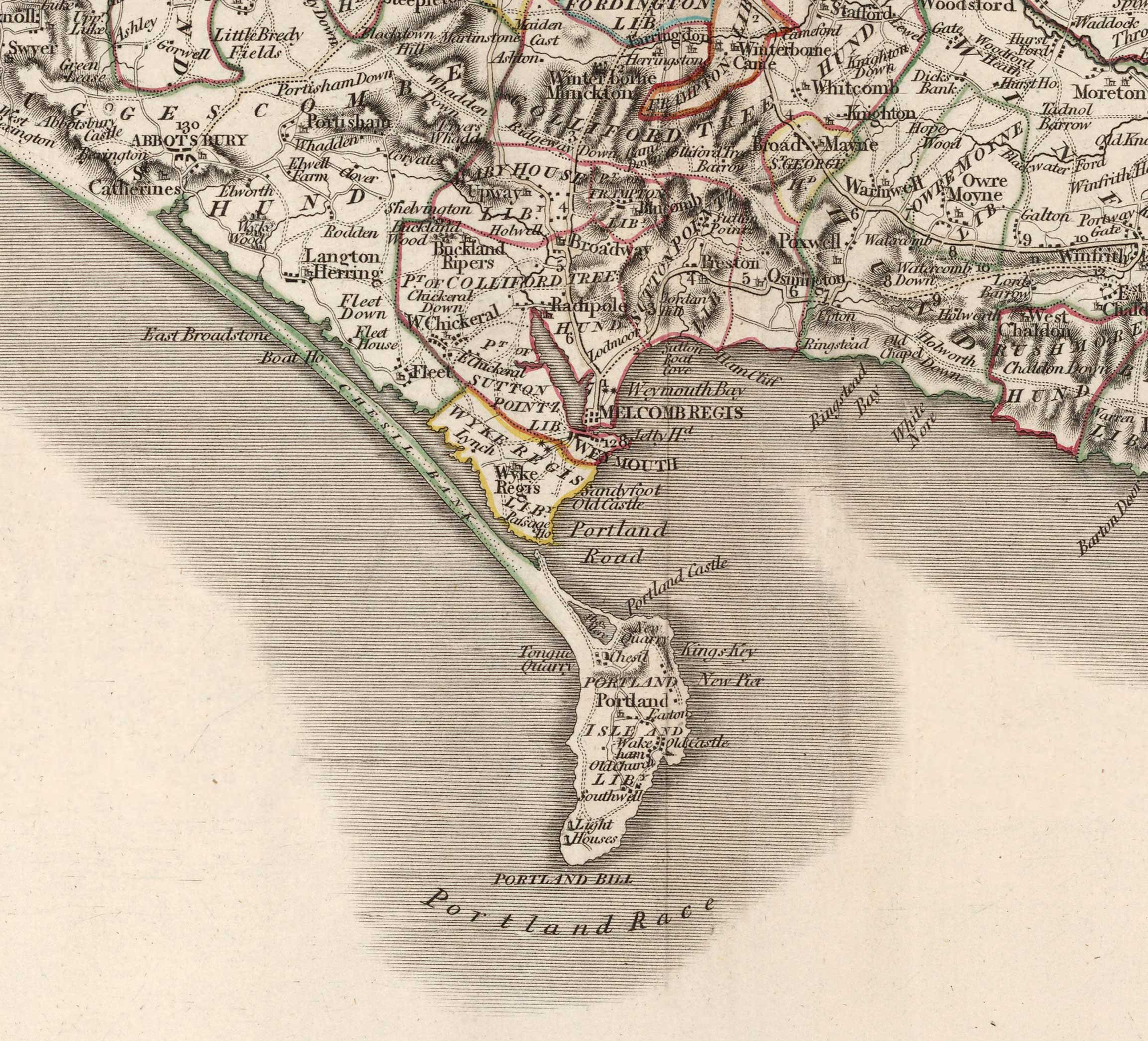 Old Map of Dorset in 1806 by John Cary - Dorchester, Poole, Weymouth ...