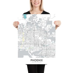 Modern City Map of Phoenix, AZ: Arcadia, Biltmore, ASU, I-10, Loop 101 ...