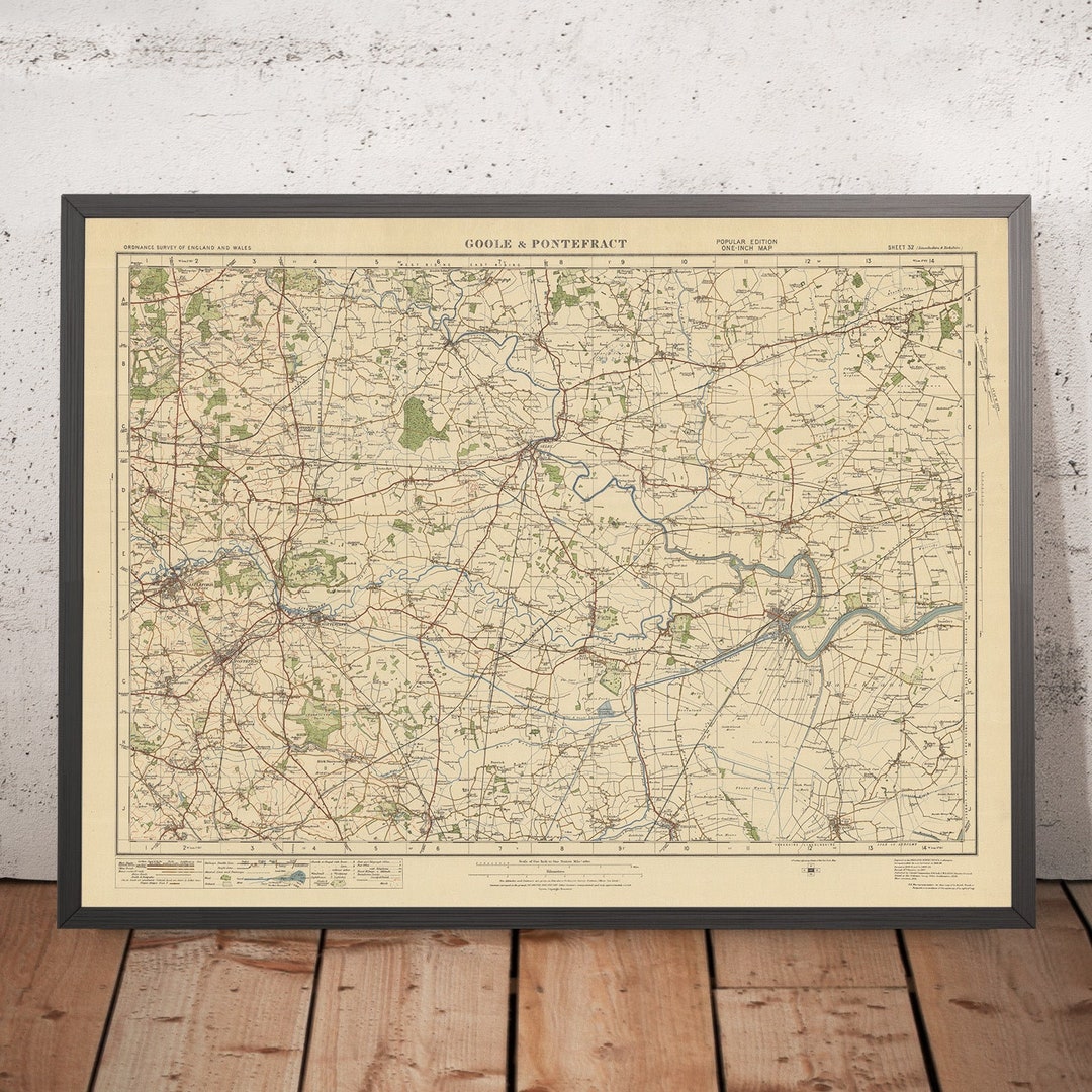 Old Ordnance Survey Map, Sheet 32 - Goole & Pontefract, 1925 ...