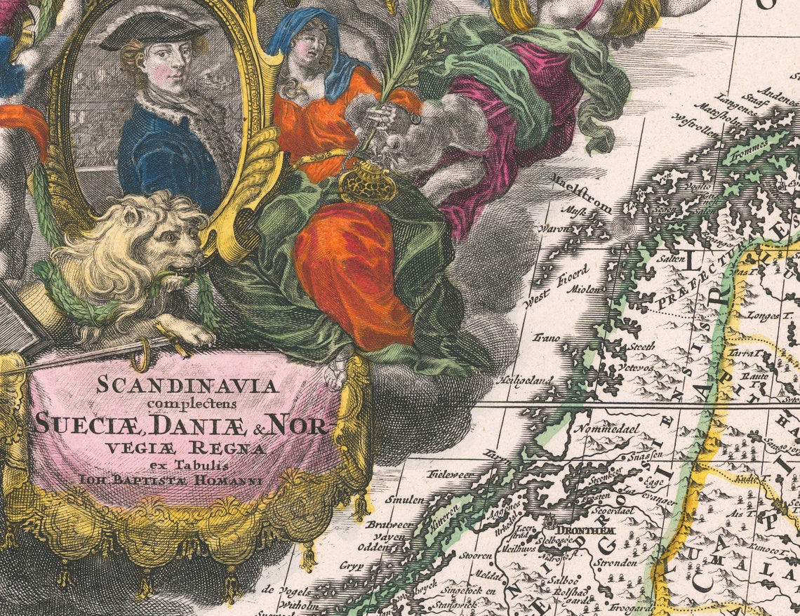 Old Map of Scandinavia, 1720 - Nordic, Baltic, Denmark, Sweden, Finland ...