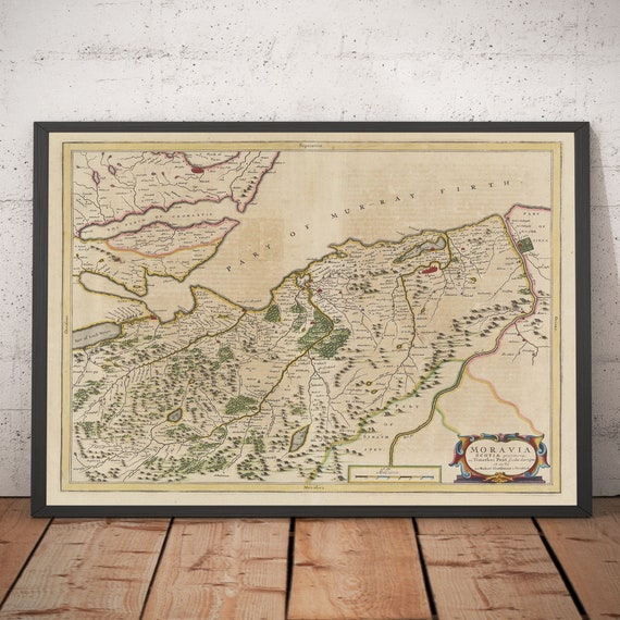 Old Map of Inverness Highlands and Moray in 1654 by Joan | Etsy