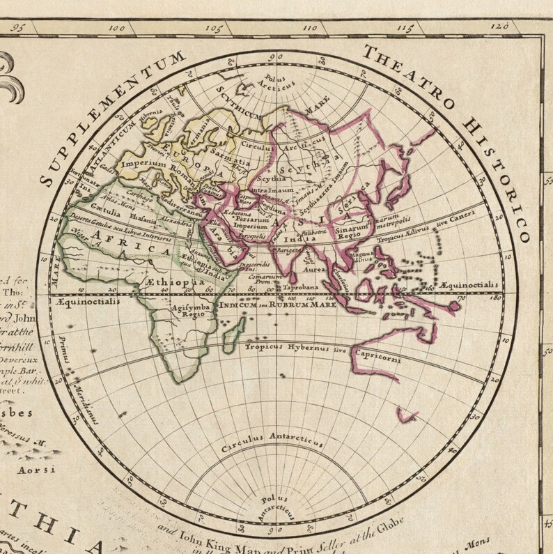 Old Roman Empire World Map From 400 AD - Giant Huge Rare Vintage Map of ...