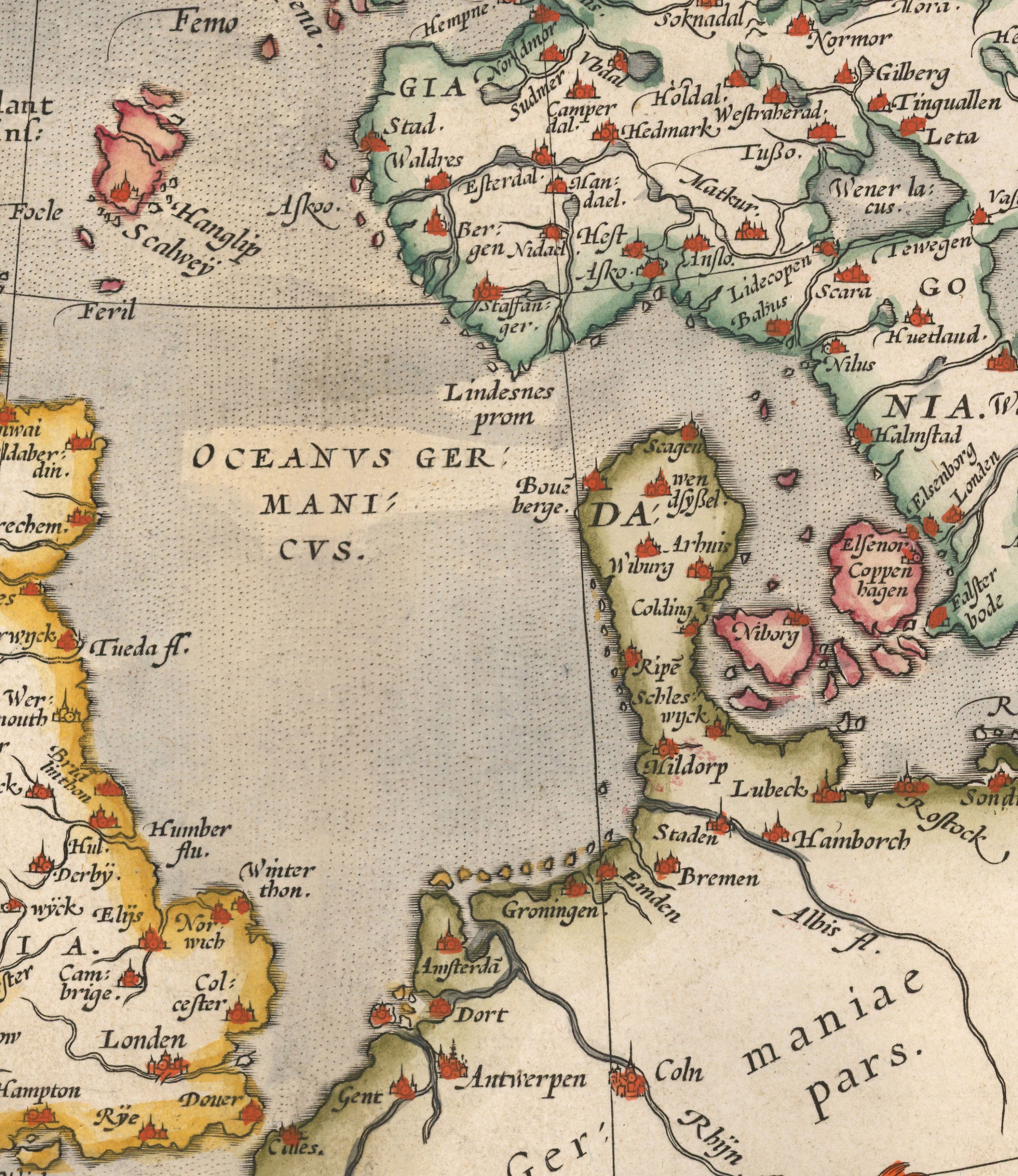 Old Map of North Sea and Atlantic 1575 With Mythical Frisland | Etsy