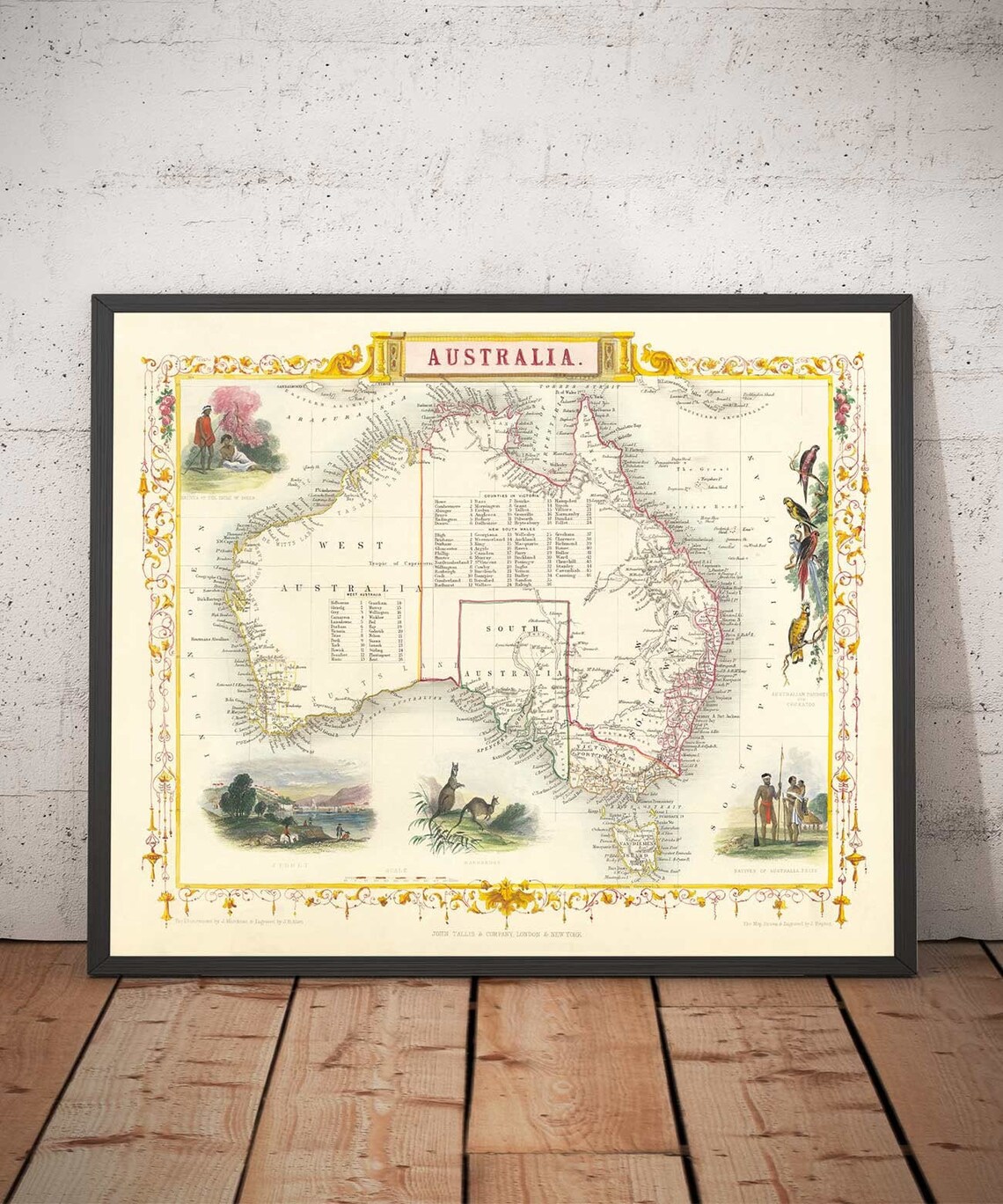 Old Map of Australia and Tasmania 1851 by Tallis & Rapkin | Etsy