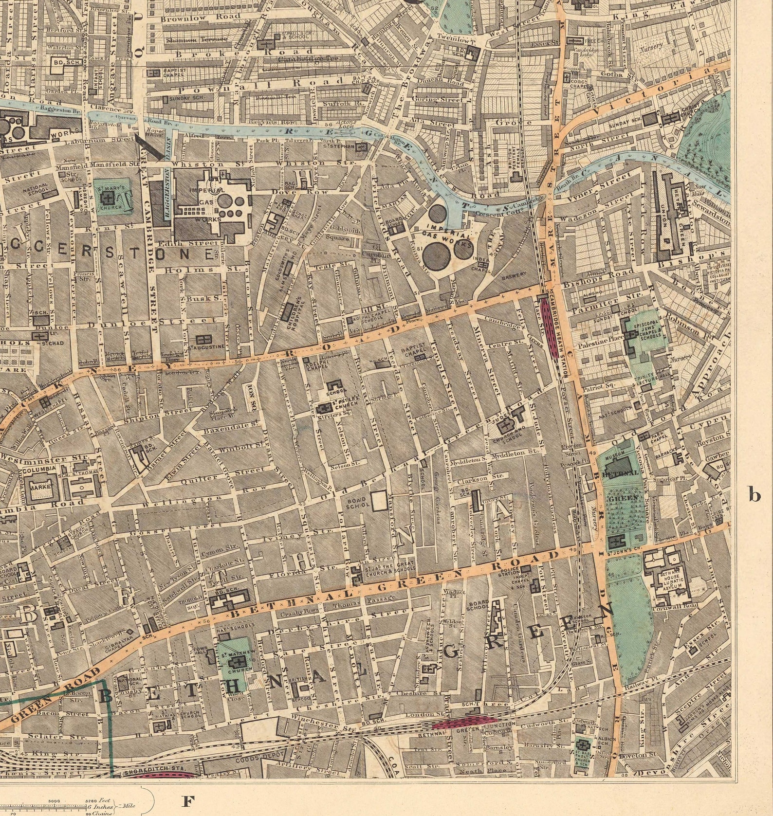 Old Map of East London, 1891- Hoxton, Haggerston, Dalston, Hackney ...