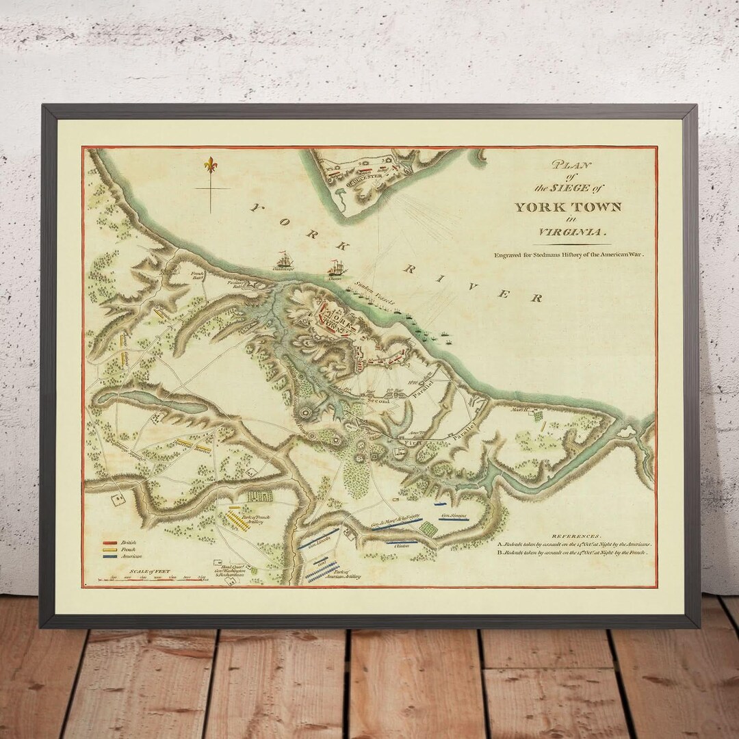 Old Military Map of the Siege of Yorktown by Stedman, 1793: Virginia ...