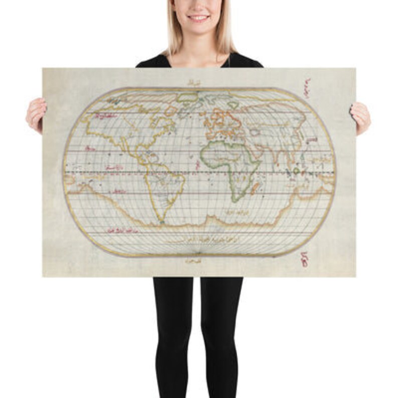 Old Arabic World Map in 1525 by Piri Reis - North America, South ...