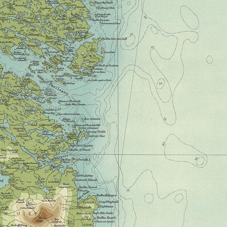 Old OS Map of North & South Uist, Outer Hebrides, 1901: Lochmaddy ...