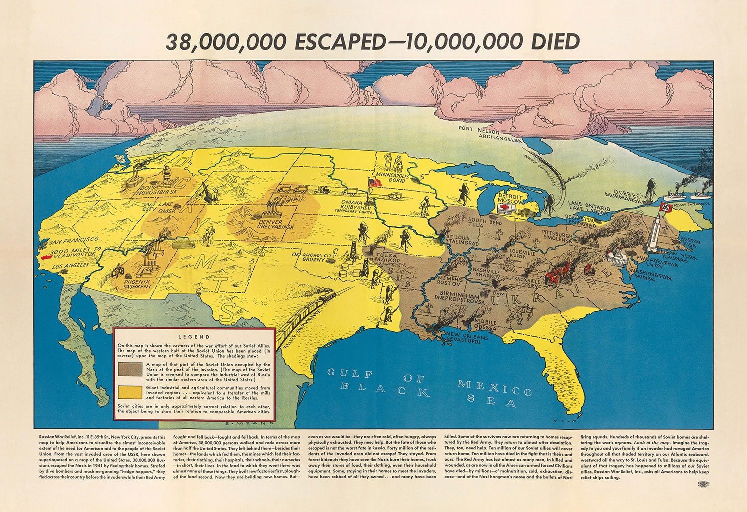 Old Map of Russia and USA, 1943 - WW2 Nazi Invasion of Soviet Union ...