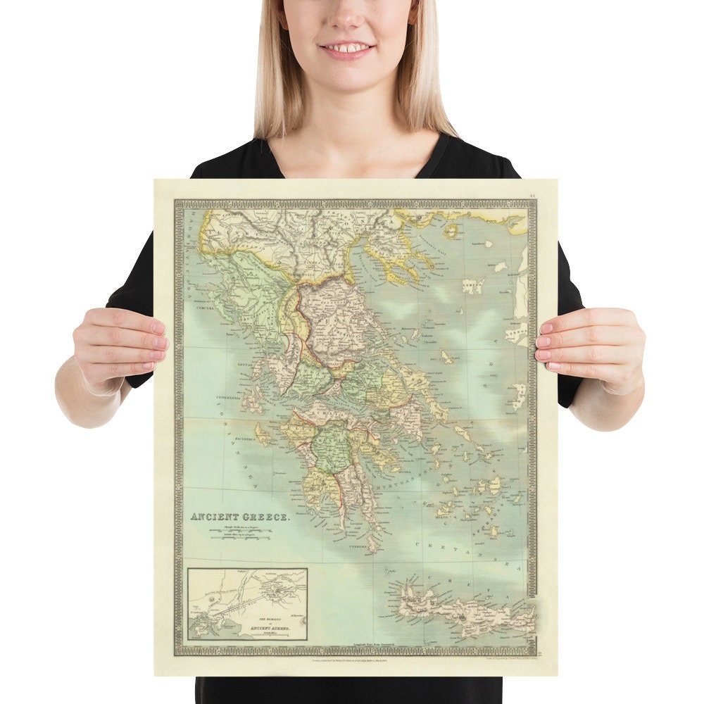 Old Map of Ancient Greece 1834 Chart by Teesdale Crete - Etsy UK