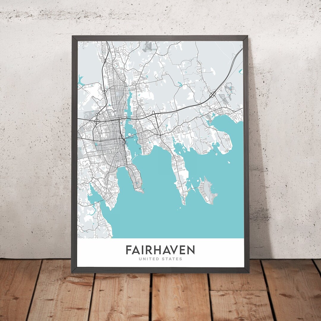 Modern City Map of Fairhaven, MA: Fort Phoenix, Town Hall, Millicent ...