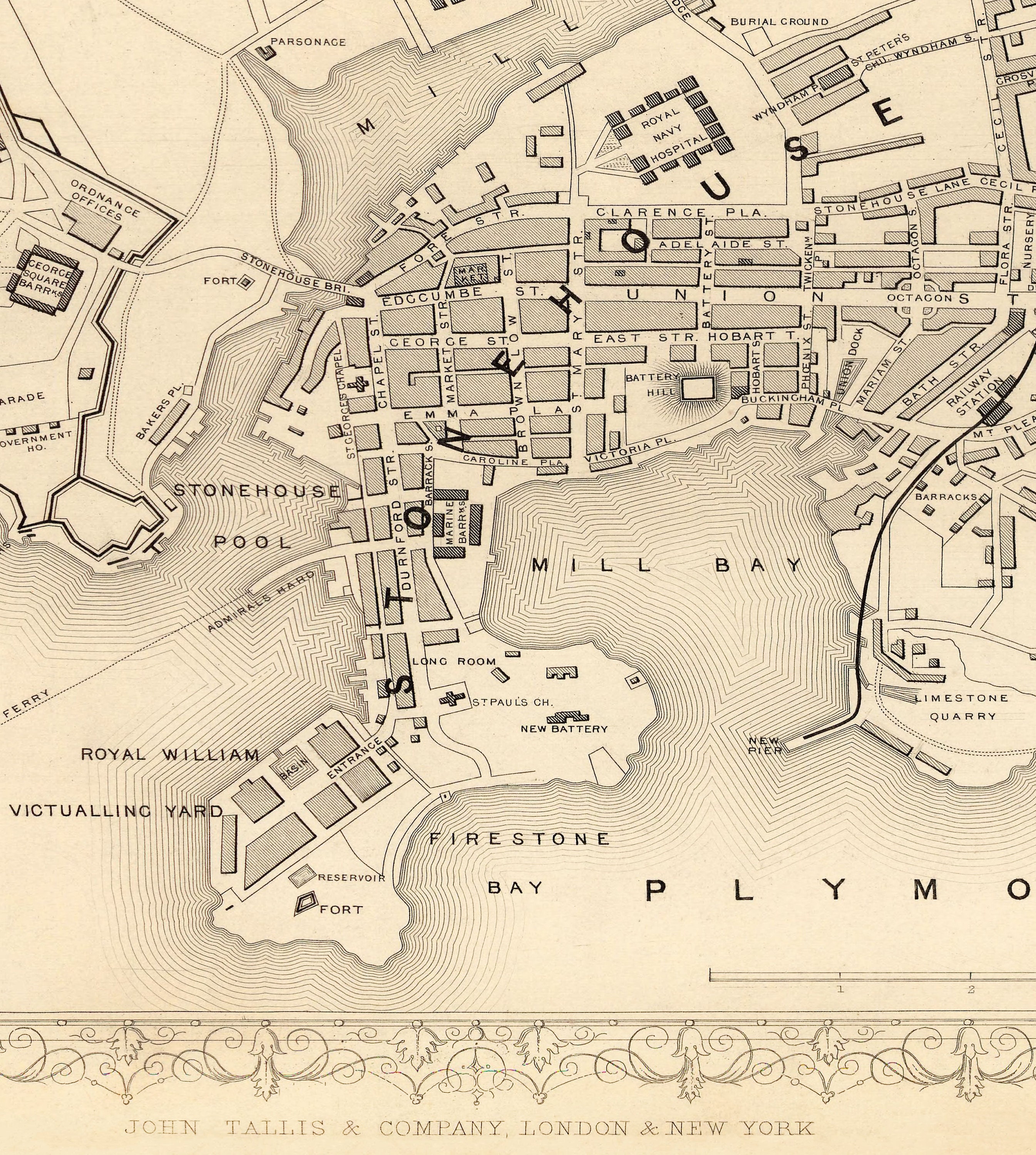 Old Map of Plymouth in 1851 by Tallis Rapkin Stonehouse - Etsy UK