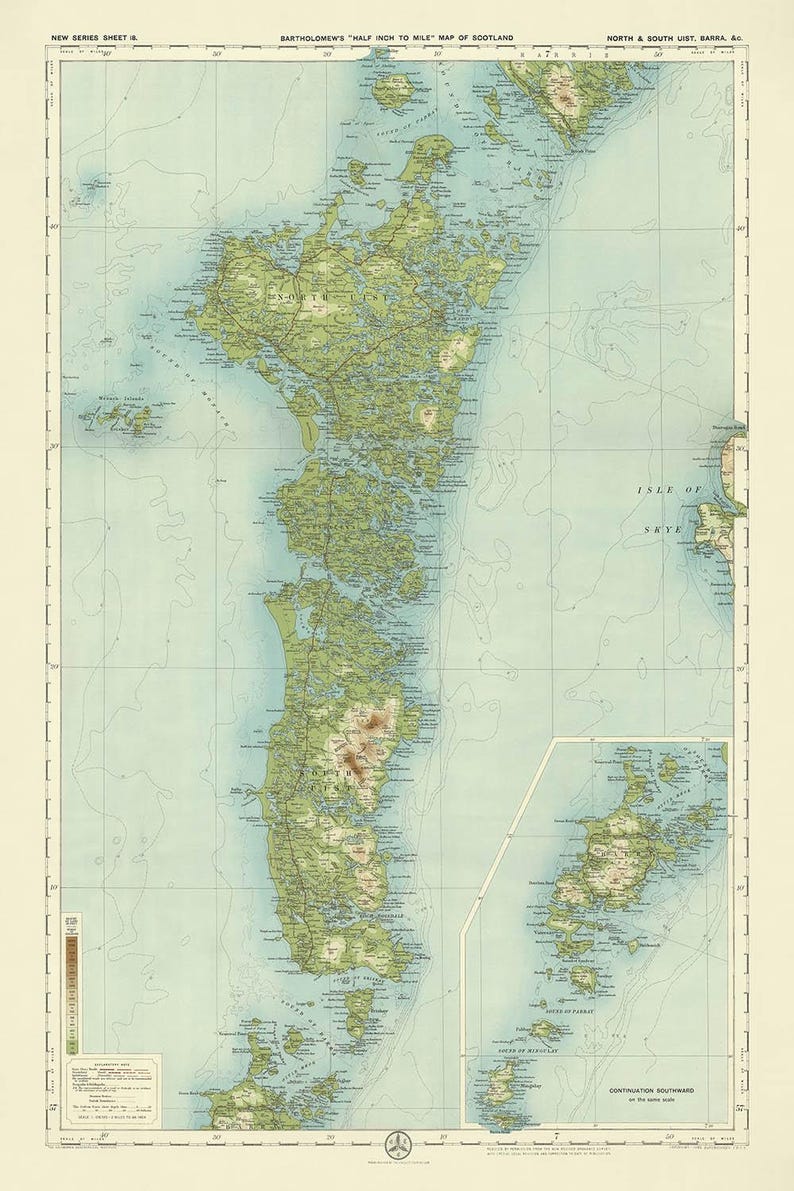 Old OS Map of North & South Uist, Outer Hebrides, 1901: Lochmaddy ...