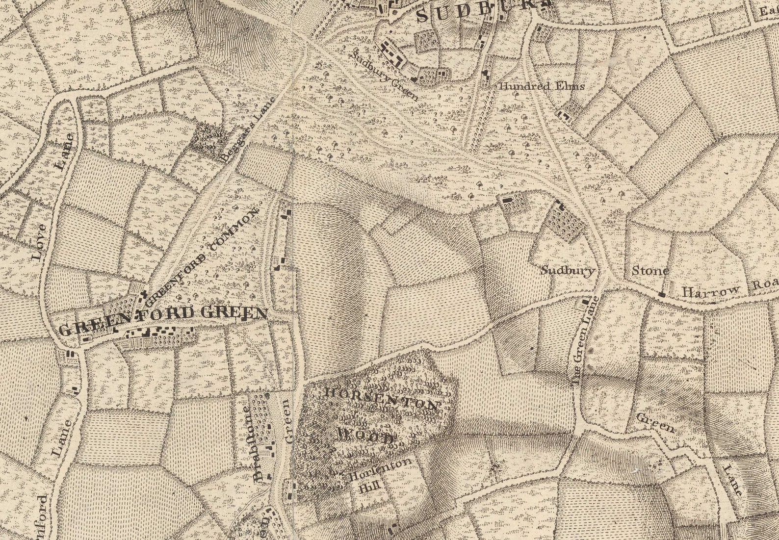Old Map of North West London in 1746 by John Rocque - Wembley, Preston ...