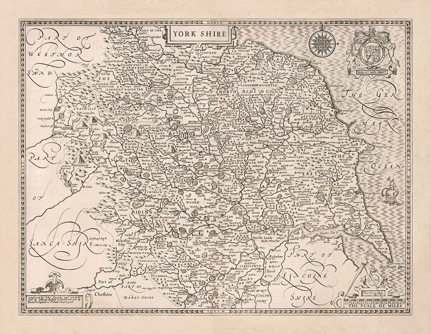 Old Map of Yorkshire in 1611 by John Speed - Hull, York, Middlesbrough ...