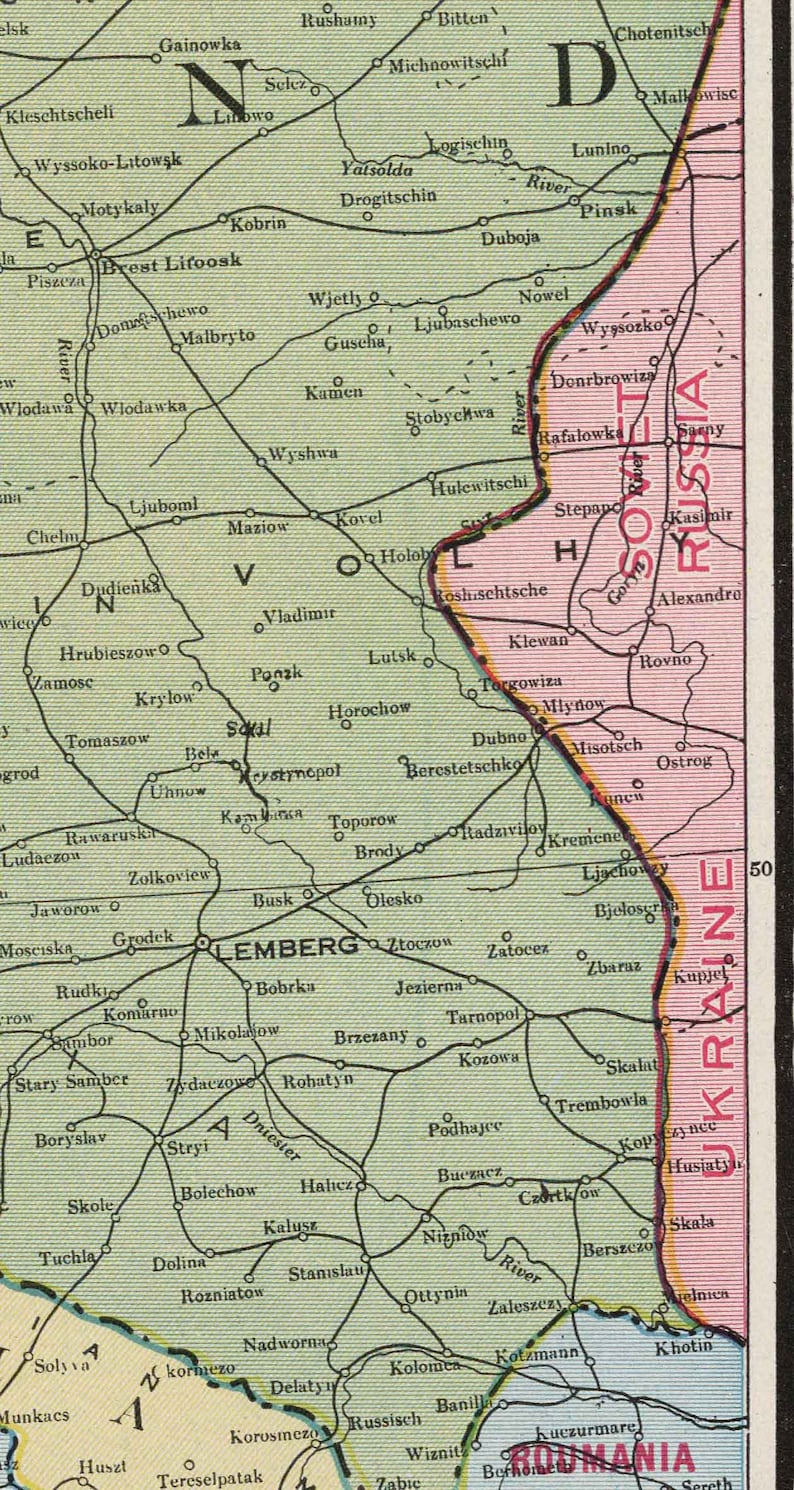 Old Map of Poland 1925 Germany Prussia Ukraine Czechia - Etsy