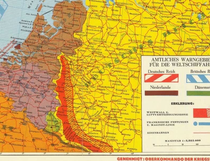 German World War 2 Map 1940 Old WW2 Military Chart of North | Etsy