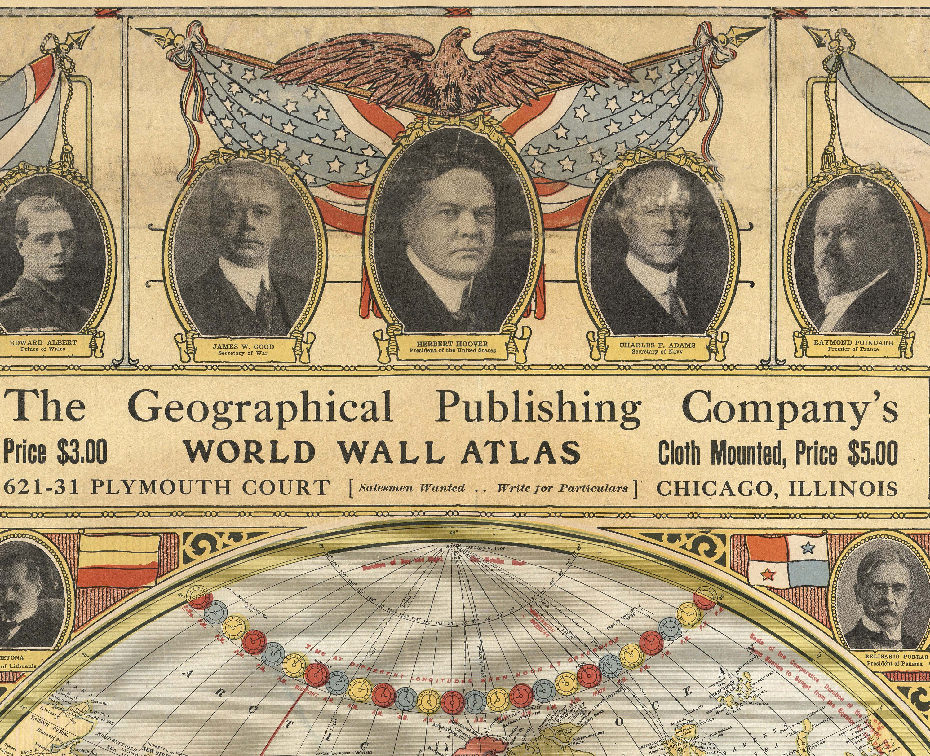 Old Flat Earth Map With World Leaders, 1921 - Shipping Lanes, Stalin ...
