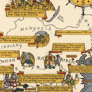 Tea World Map, 1940 - Rare Old Vintage Wall Chart by Macdonald Gill ...