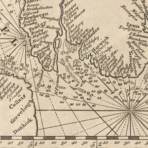 Old British Isles Navigation Chart, 1752 by Page & Mount - Ports ...