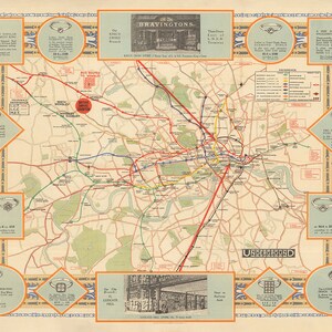 Rare Old London Underground Tube Map 1922 - Framed or Unframed - Large ...