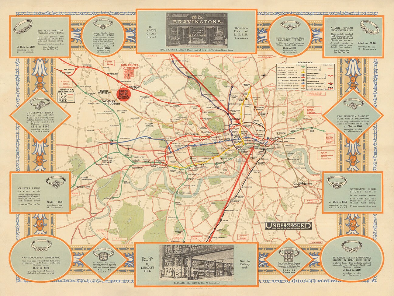 Rare Old London Underground Tube Map 1922 Framed or Unframed | Etsy UK