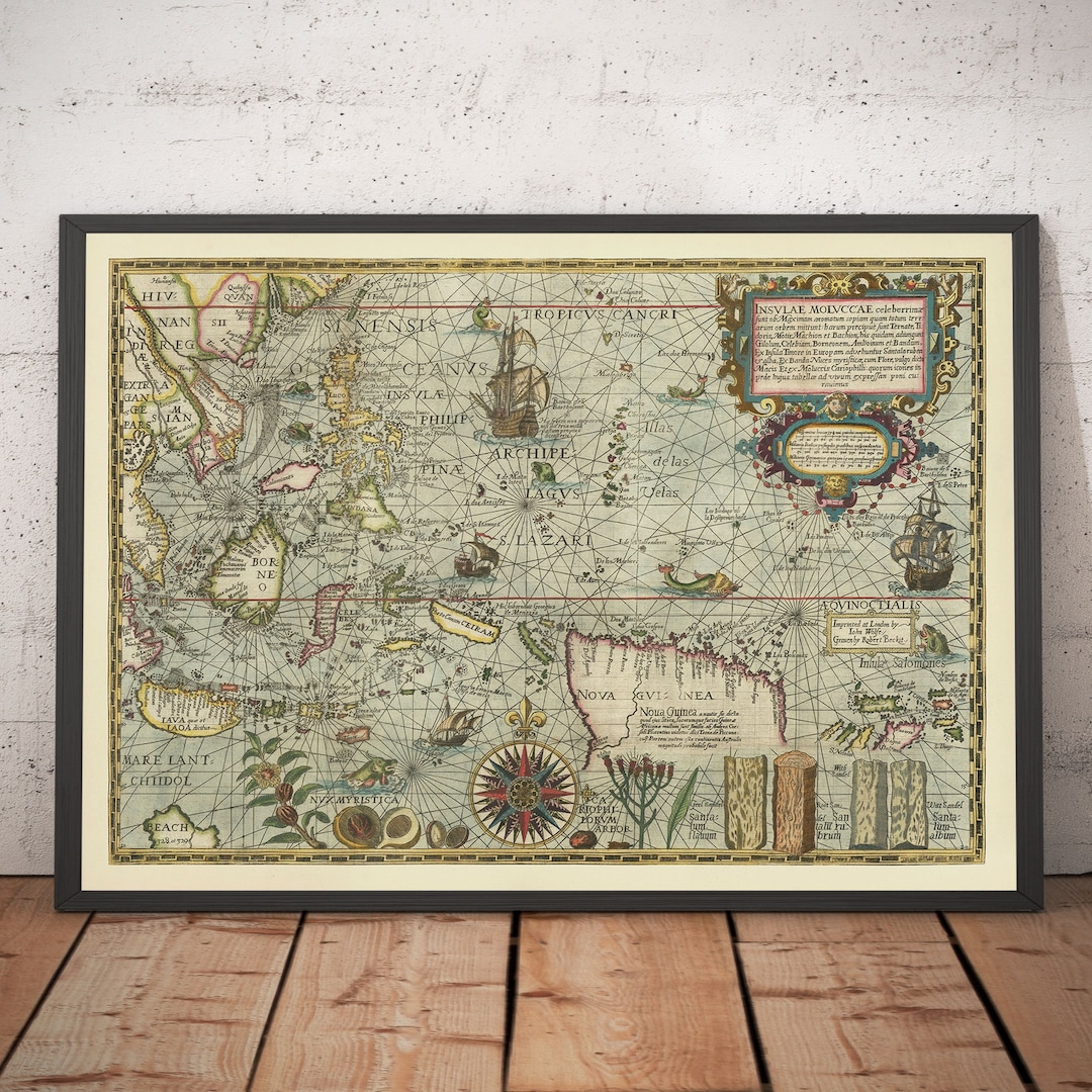 Old Spice Map of Southeast Asia, 1598 by Wolfe - Dutch East Indies ...