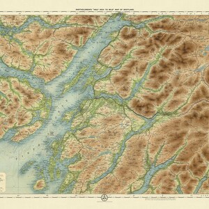 Old OS Map of Oban & Loch Awe, Argyllshire by Bartholomew, 1901: Firth ...