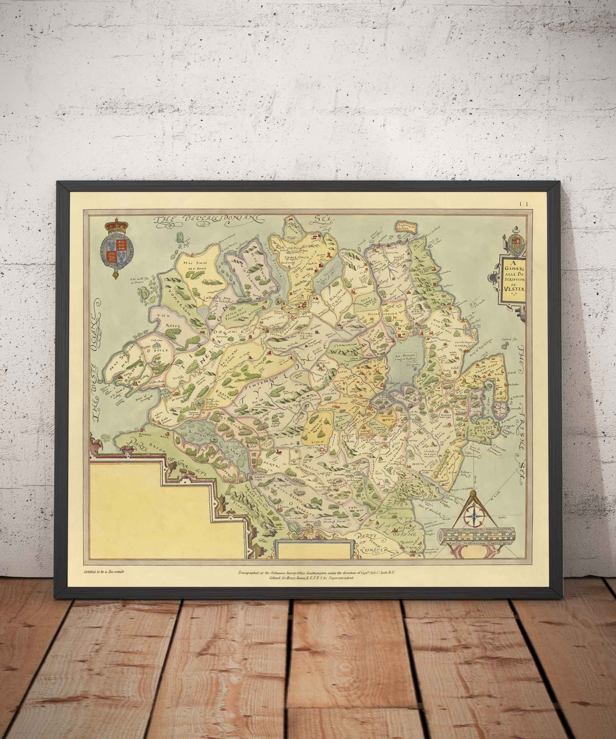 Old Map of Ulster, Northern Ireland, 1609 - Richard Bartlett, Derry ...