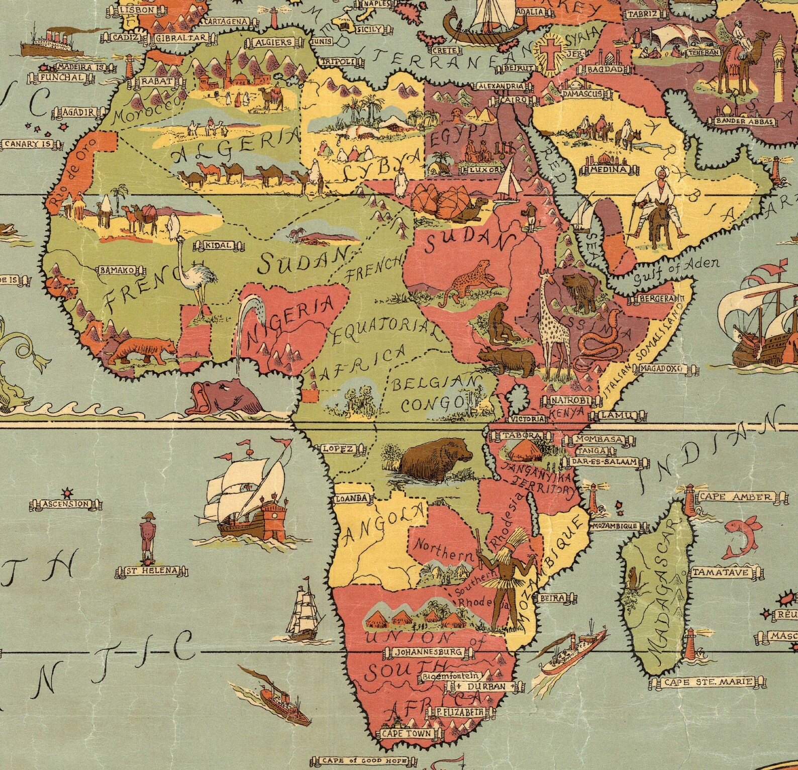 Alte Mercator Karte der Welt im Jahr 1931 von Ernest Dudley Chase ...