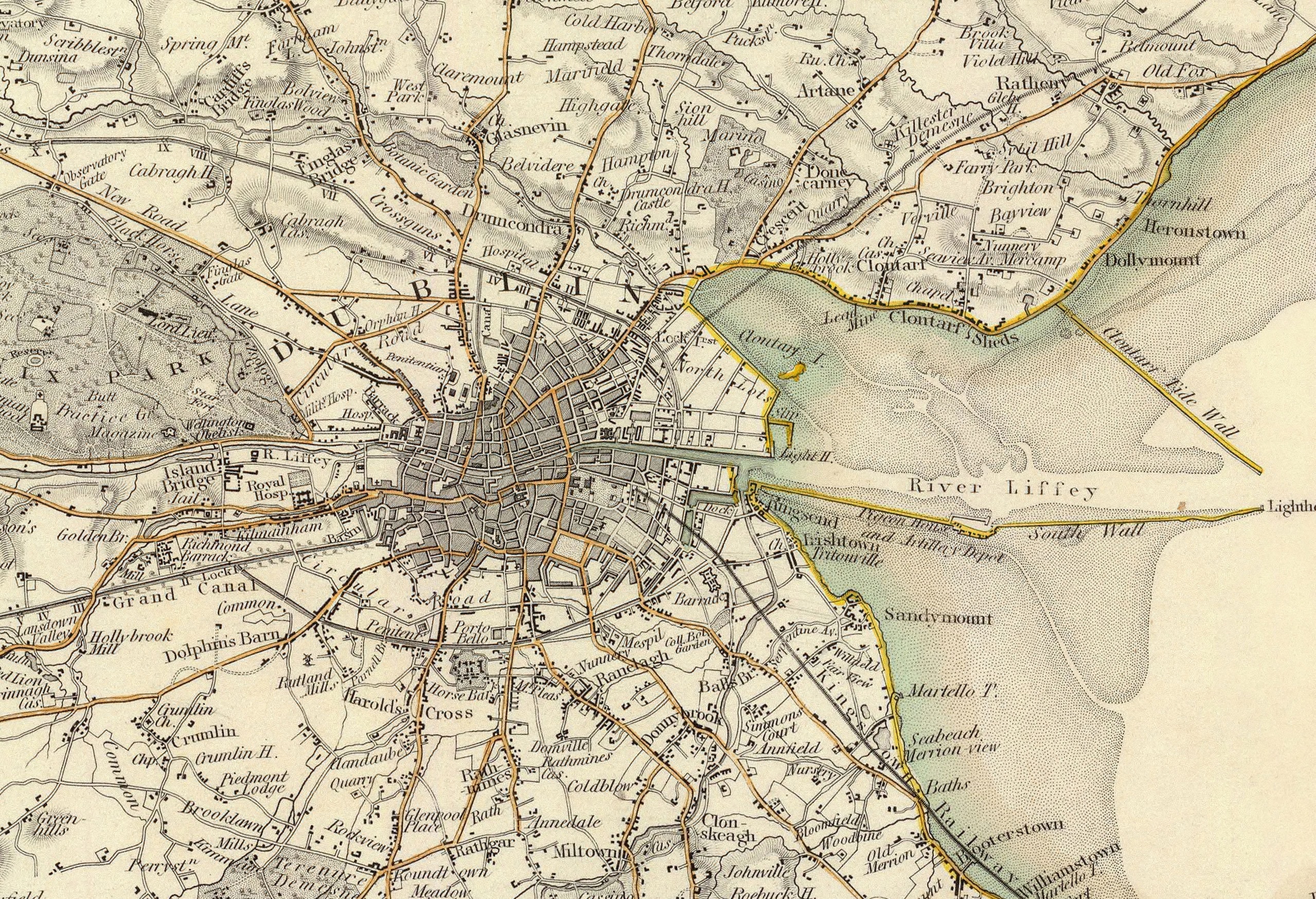 Old Map of Dublin and Suburbs Ireland 1837 by SDUK - Etsy