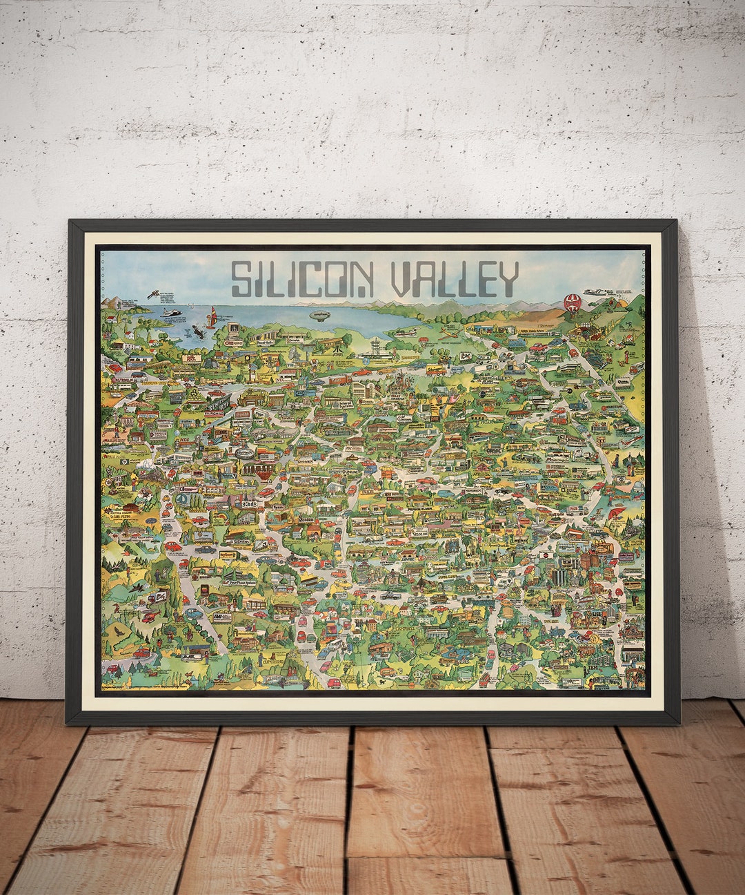 Old Map of Silicon Valley, 1982 - Pictorial Chart of Mountainview ...