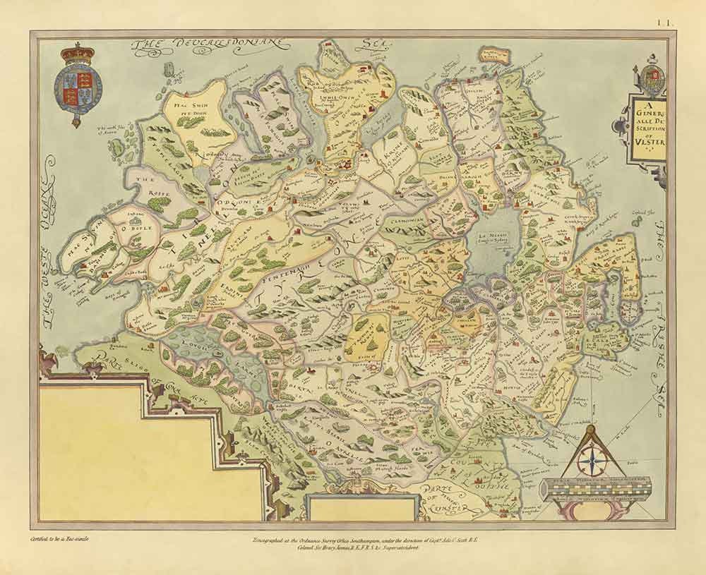 Old Map of Ulster, Northern Ireland, 1609 - Richard Bartlett, Derry ...