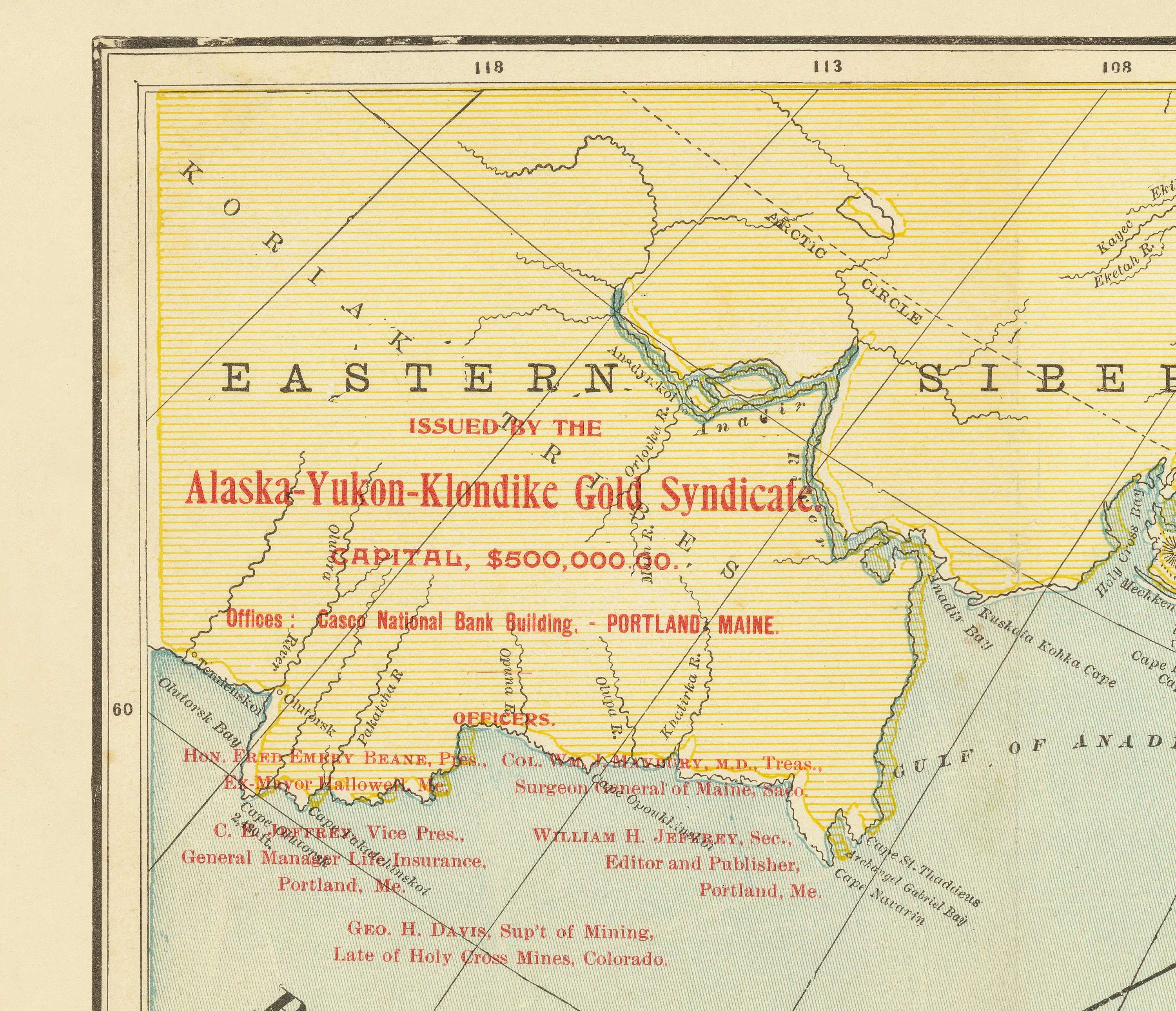 Old Map of Alaska, 1897 - Klondike Yukon Gold Rush - Inuit & Eskimos ...
