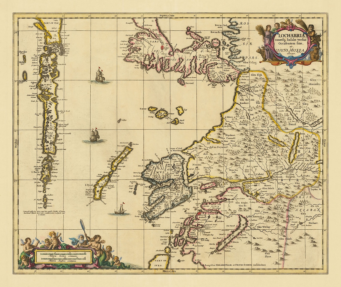 Old Map of Inner & Outer Hebrides, Mull and Skye, 1690 - Lochaber, Uist ...