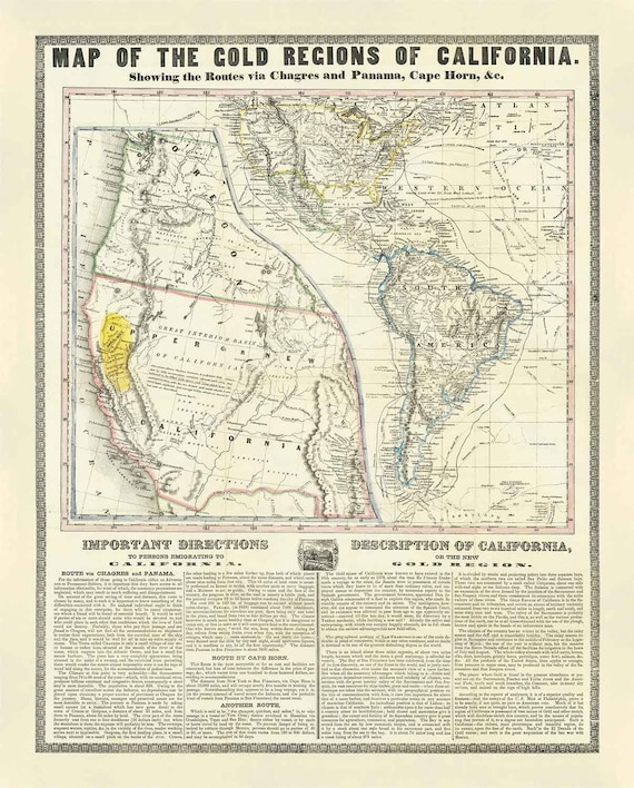 California Gold Rush Map 1849