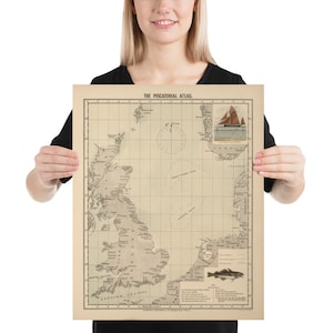 Old Cod Fish Map of the North Sea, 1883 by O.T. Olsen - Cod Fishing ...