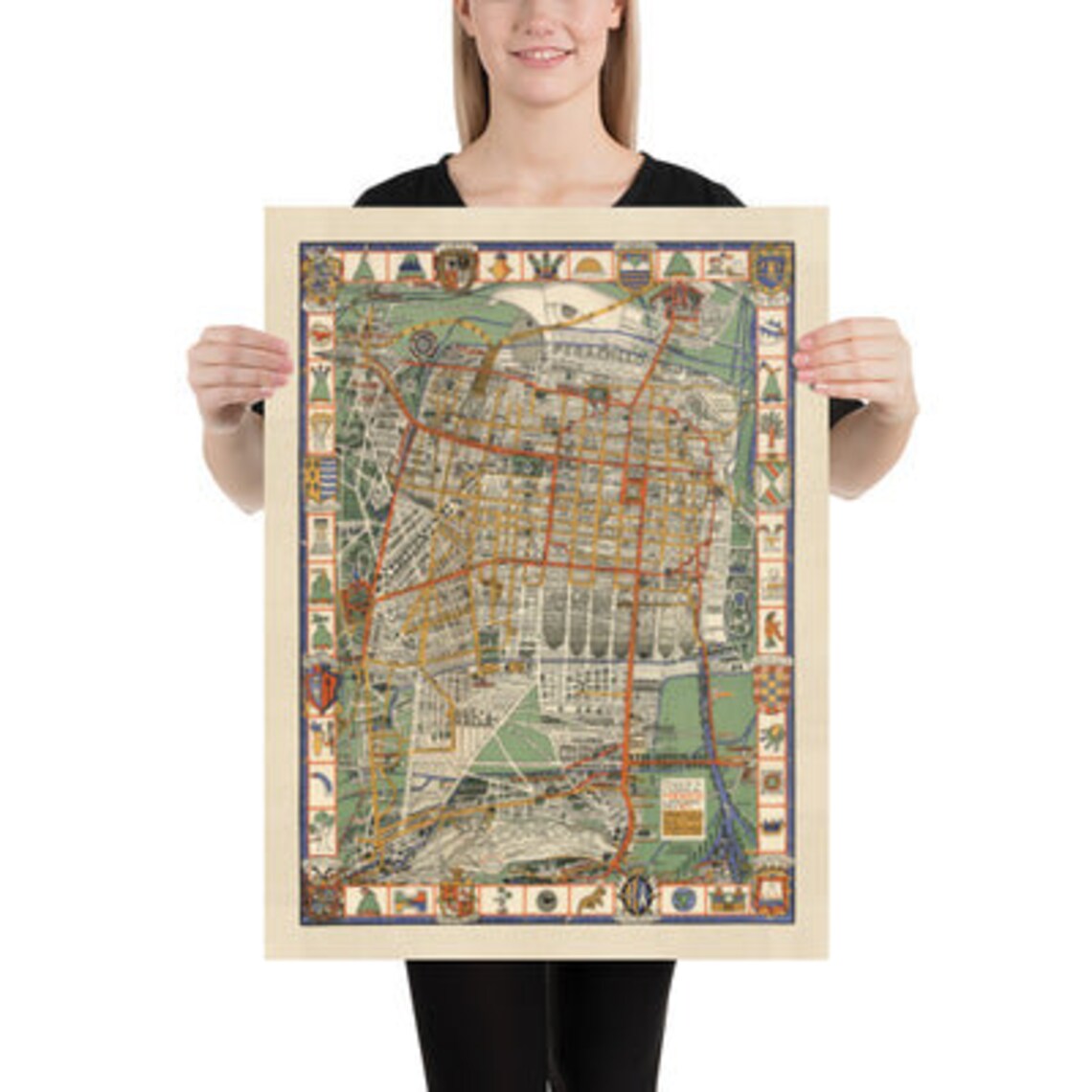 Old Map of Mexico City in 1932 by Emily Edwards Tacubaya - Etsy