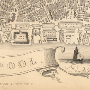 Old Map of Liverpool by John Rapkin, 1851 - Docks, Mersey, Merseyside ...