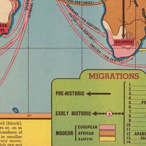 Old Map of Mass Migrations of Mankind, 1944 by Edwin Sundberg - Out of ...