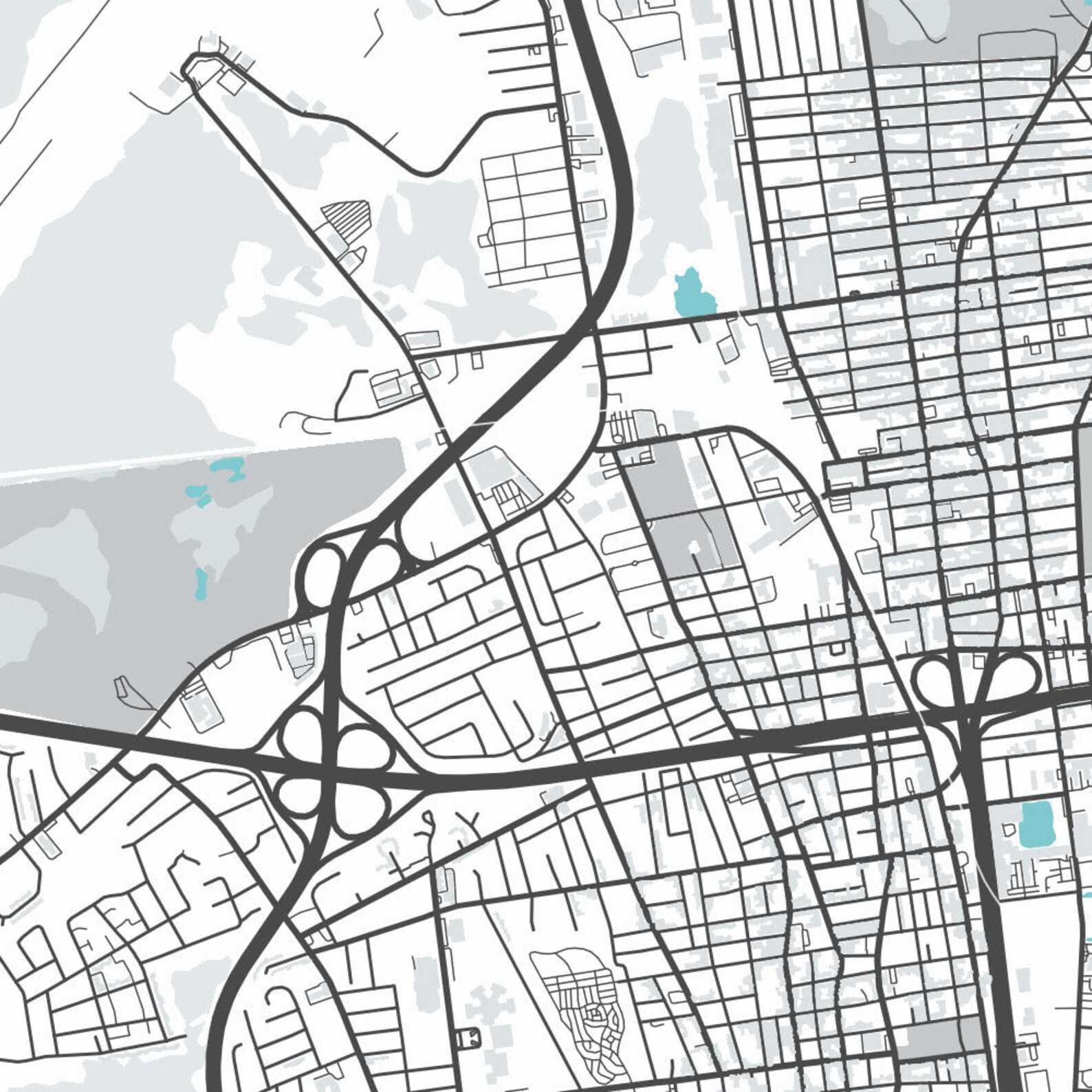 Modern City Map of New Bedford, MA: Downtown, North End, West End ...
